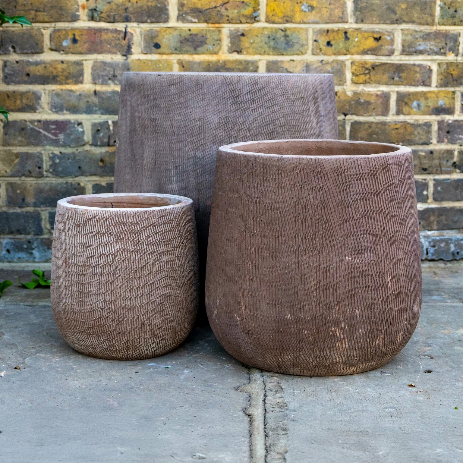 Aged Terracotta Planter - Linen (D42xH42cm) Handmade Outdoor Pot - The ...