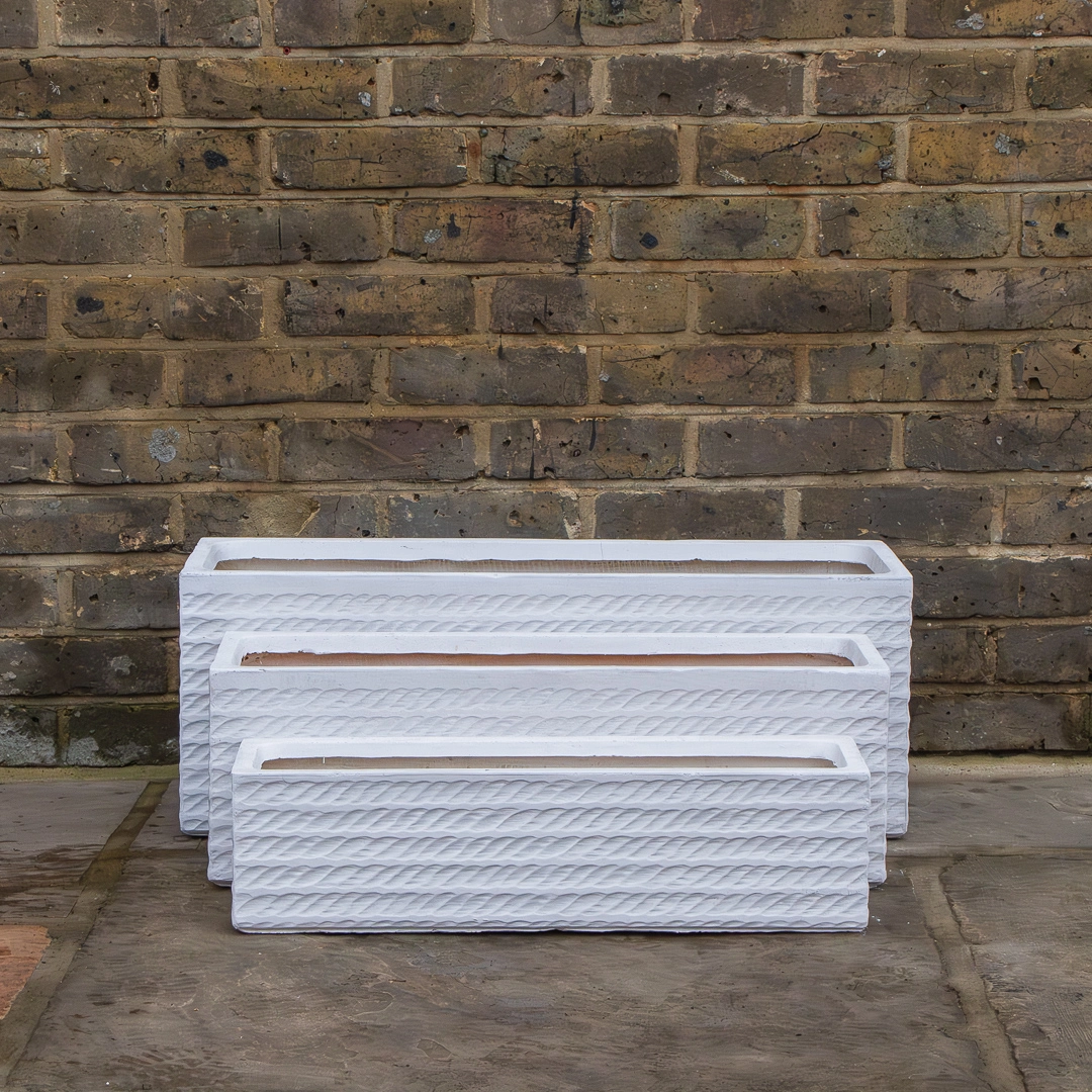 Corda Trough White (W65cm x H21cm x 21cm) Fibreclay Outdoor Trough ...