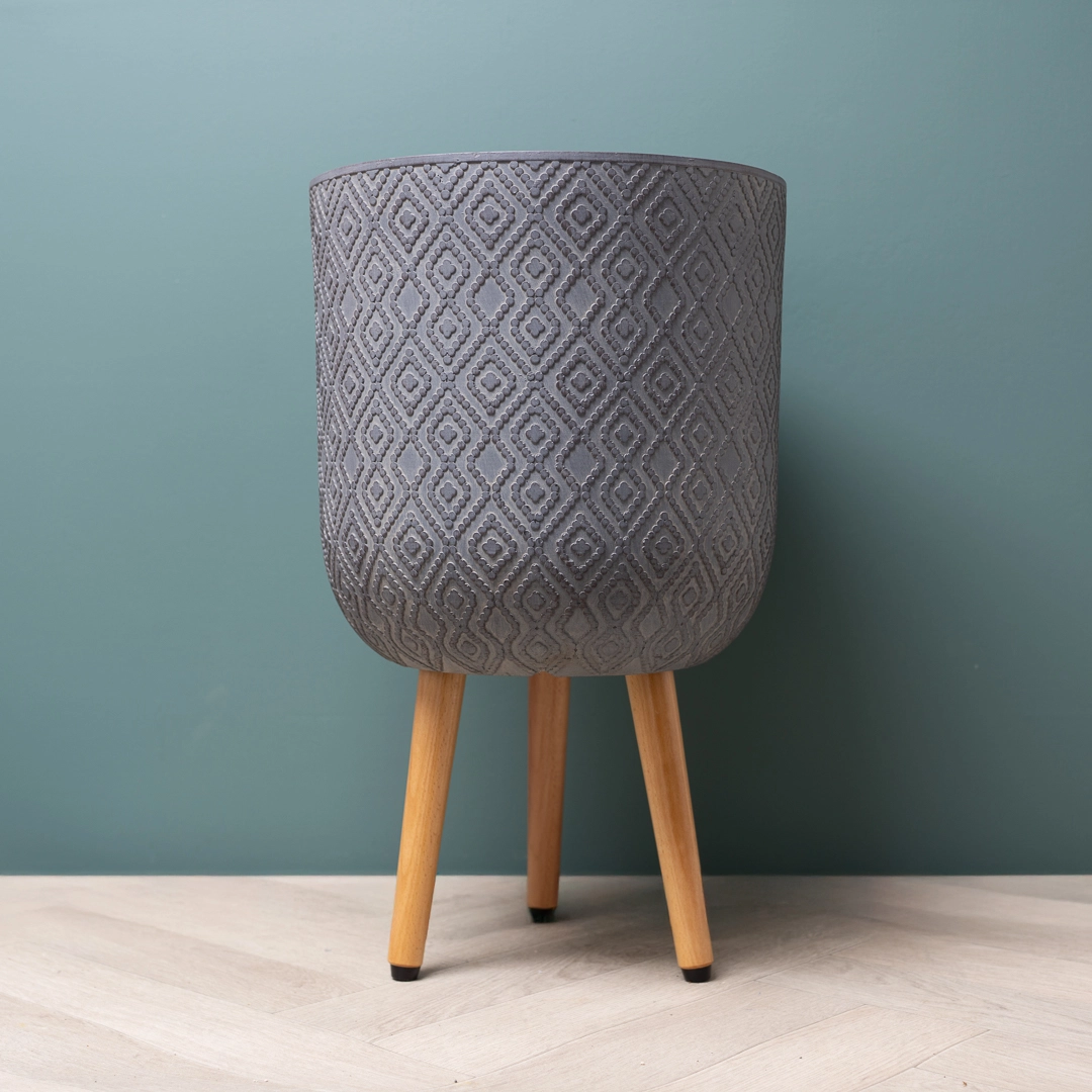 Diamond Pot on Legs Grey (D35cm x H57cm) Multi-use Indoor Plant Pot ...