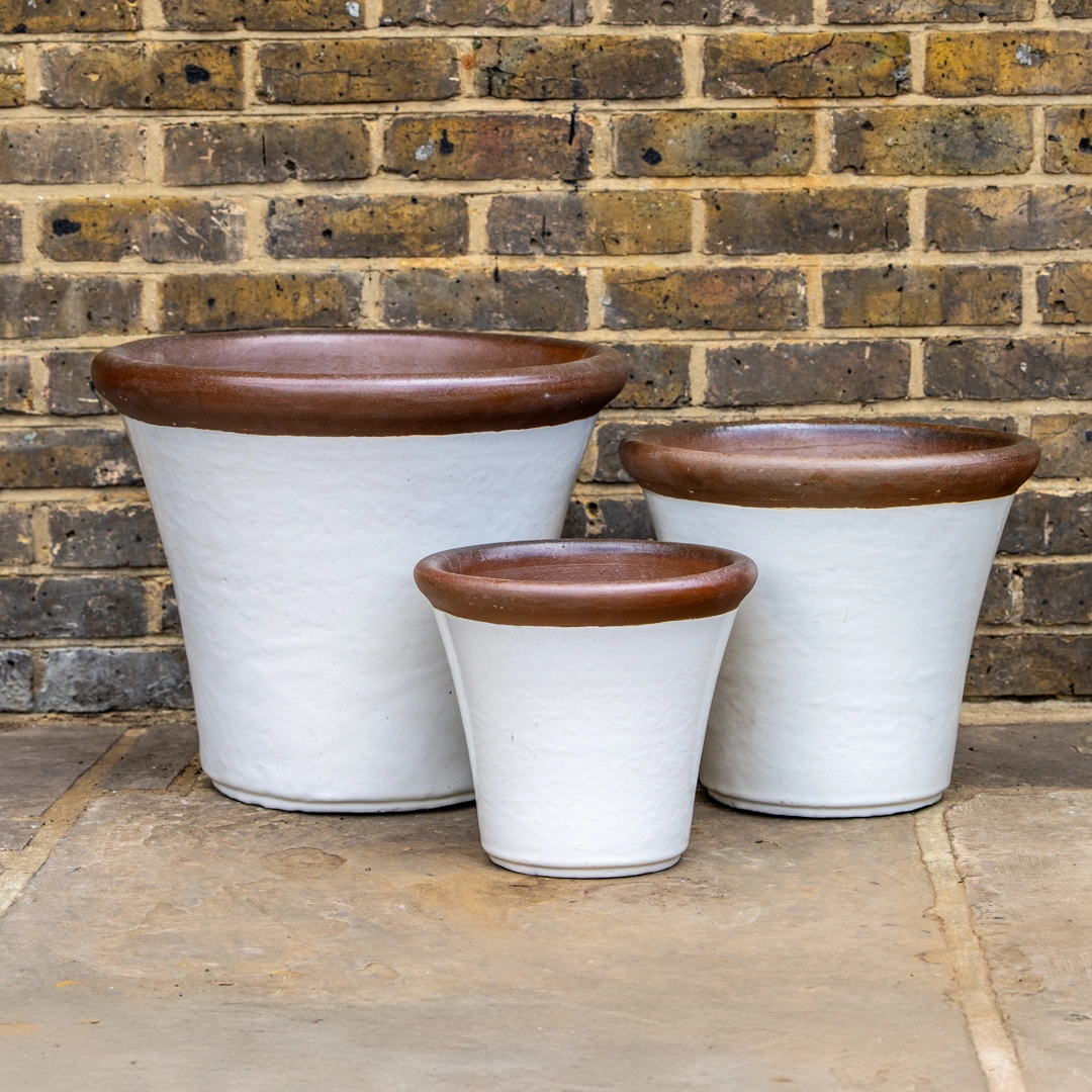 Glazed Terracotta Brighton White Planter (Pot Size D41cm x H34cm ...