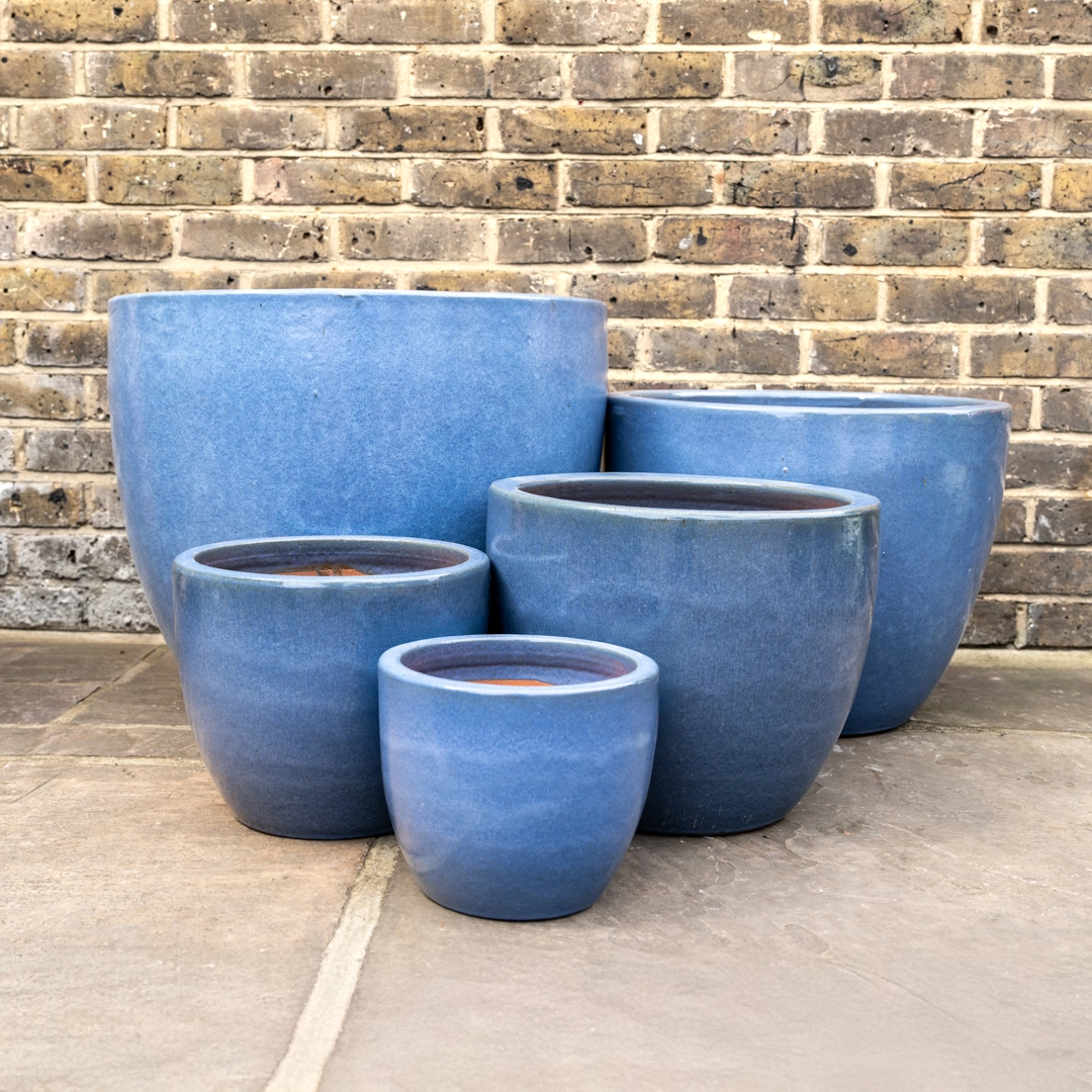 Glazed Terracotta Egg Pot Antique Grey Planter (D30cm x H26cm) Handmade ...