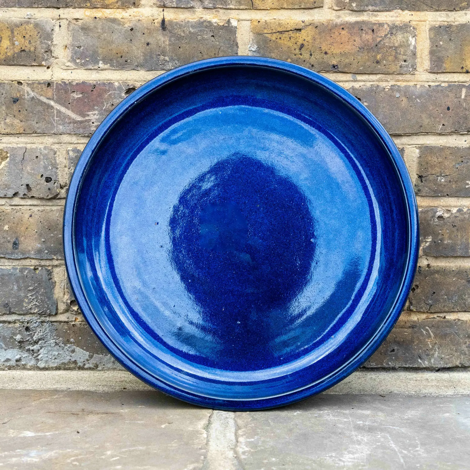 Glazed Terracotta Large Saucer Blue (D45cm) Handmade Plant Pot Saucer ...