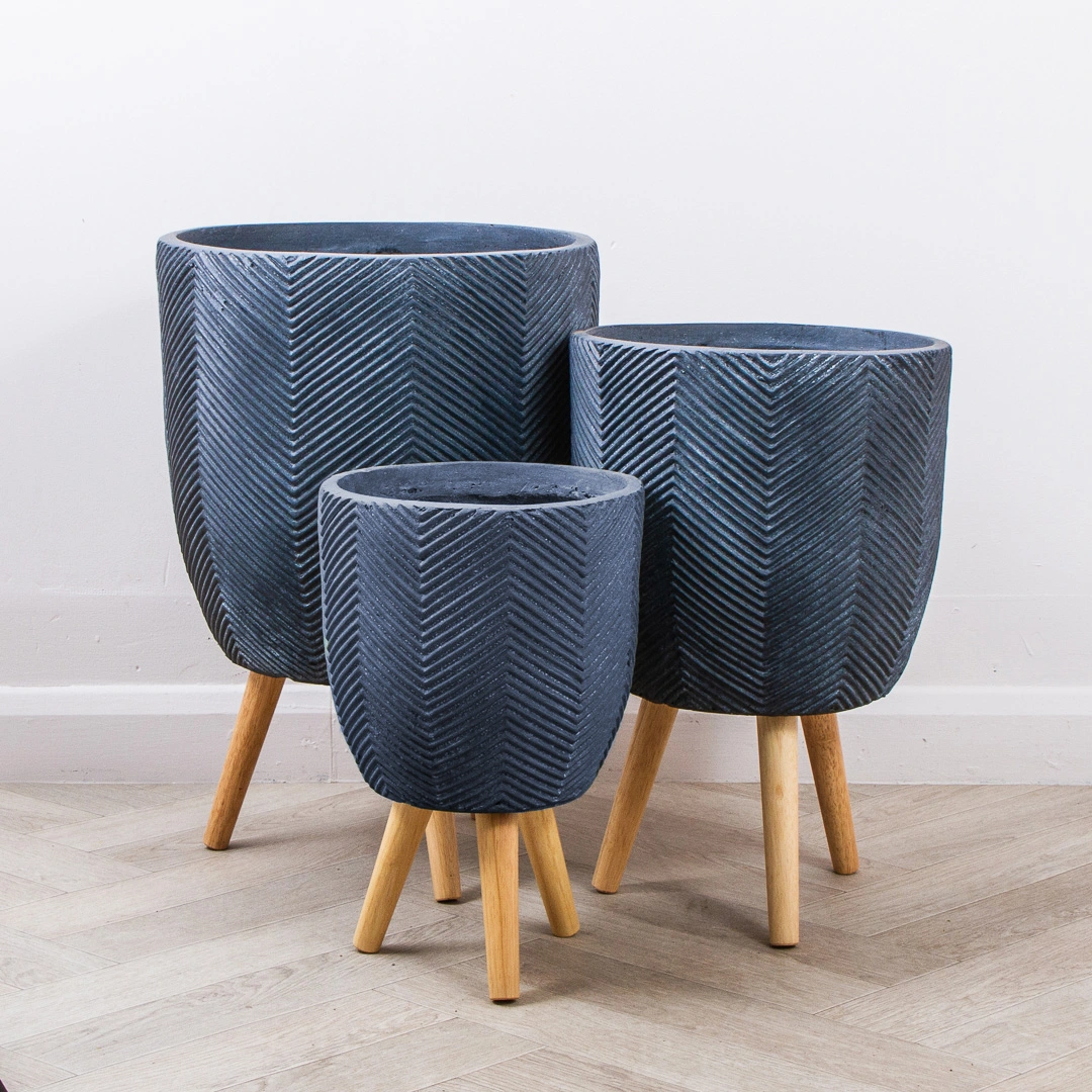 Iowa Leggs Pot Graphite (D38cm x H55cm) Multi-use Indoor Plant Pot ...