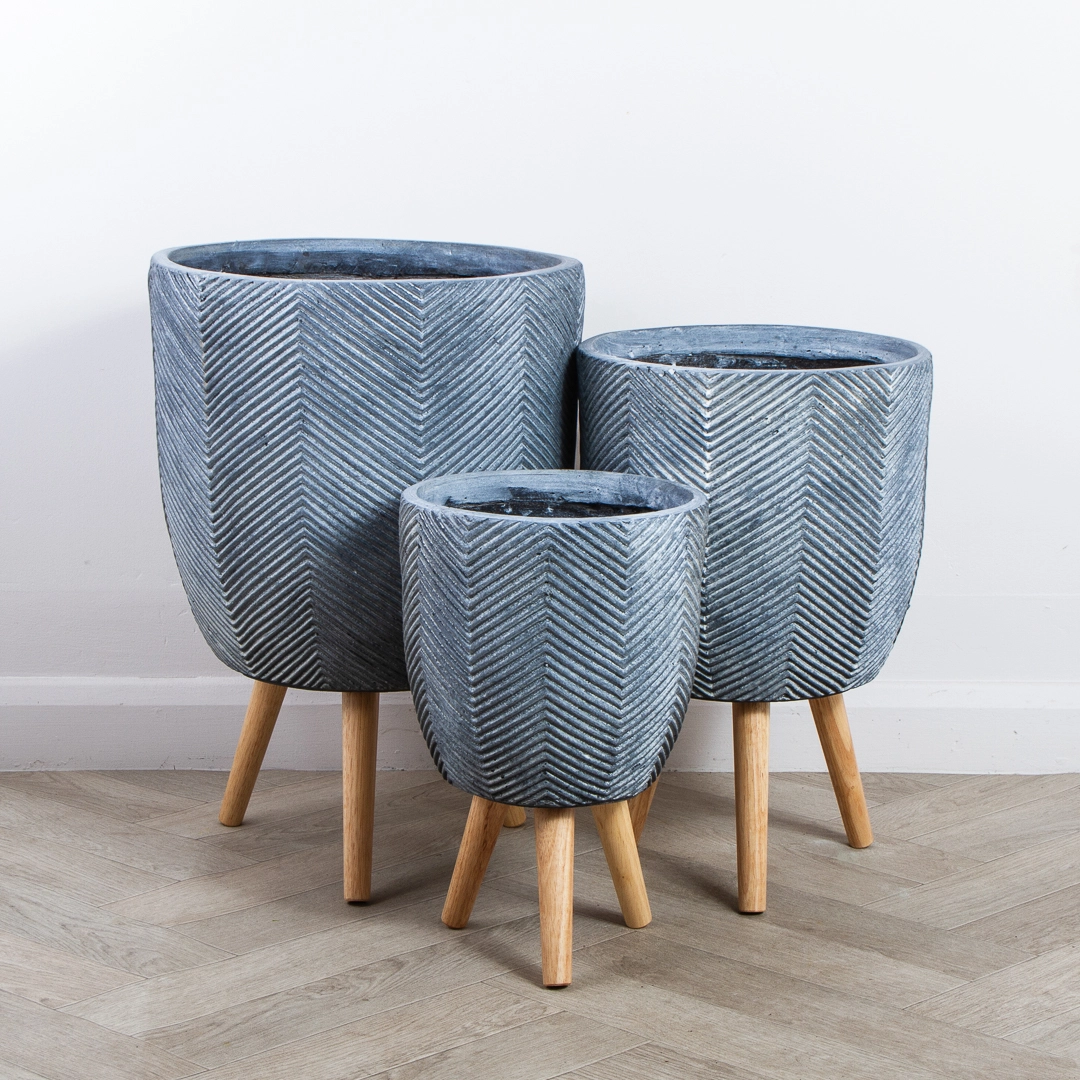 Iowa Pot Grey (D24cm x H40cm) Multi-use Indoor Plant Pot Cover On Legs ...