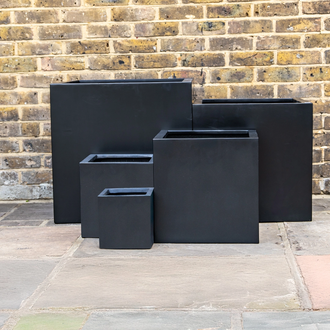Polystone Cube Planter (D50cm x H50cm) Lighweight Outdoor Plant Pot ...
