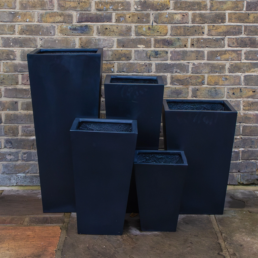 Polystone Tapered Square Planter H38cm x W28cm Outdoor Plant Pot - The ...