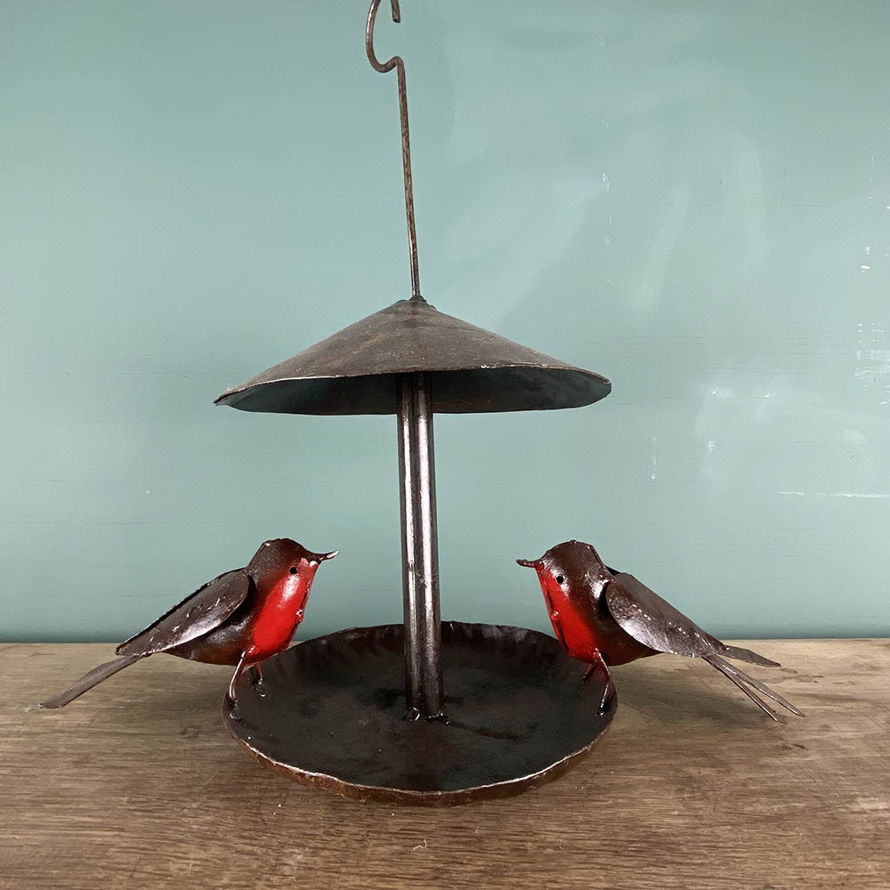 Robin Hanging Feeder Bronze Sculpture L38cm x W30cm x H39cm - The Boma ...