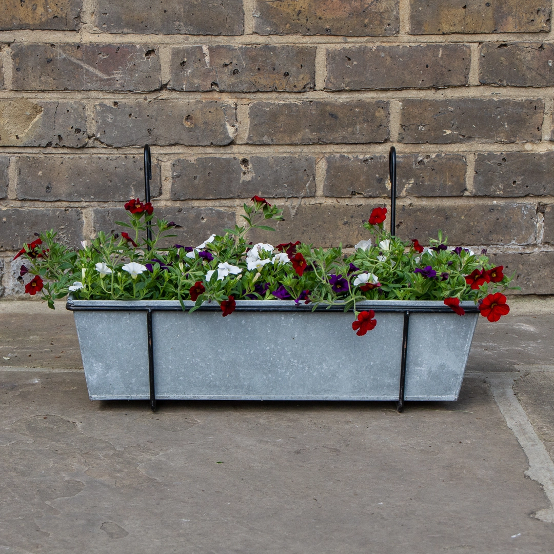 Vigga Trough Balcony Planter - Natural Zinc - 50cm - The Boma Garden Centre