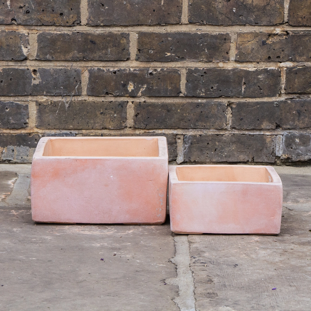 Whitewash Terracotta Handmade Low Square Planter (D20cm x H10cm ...