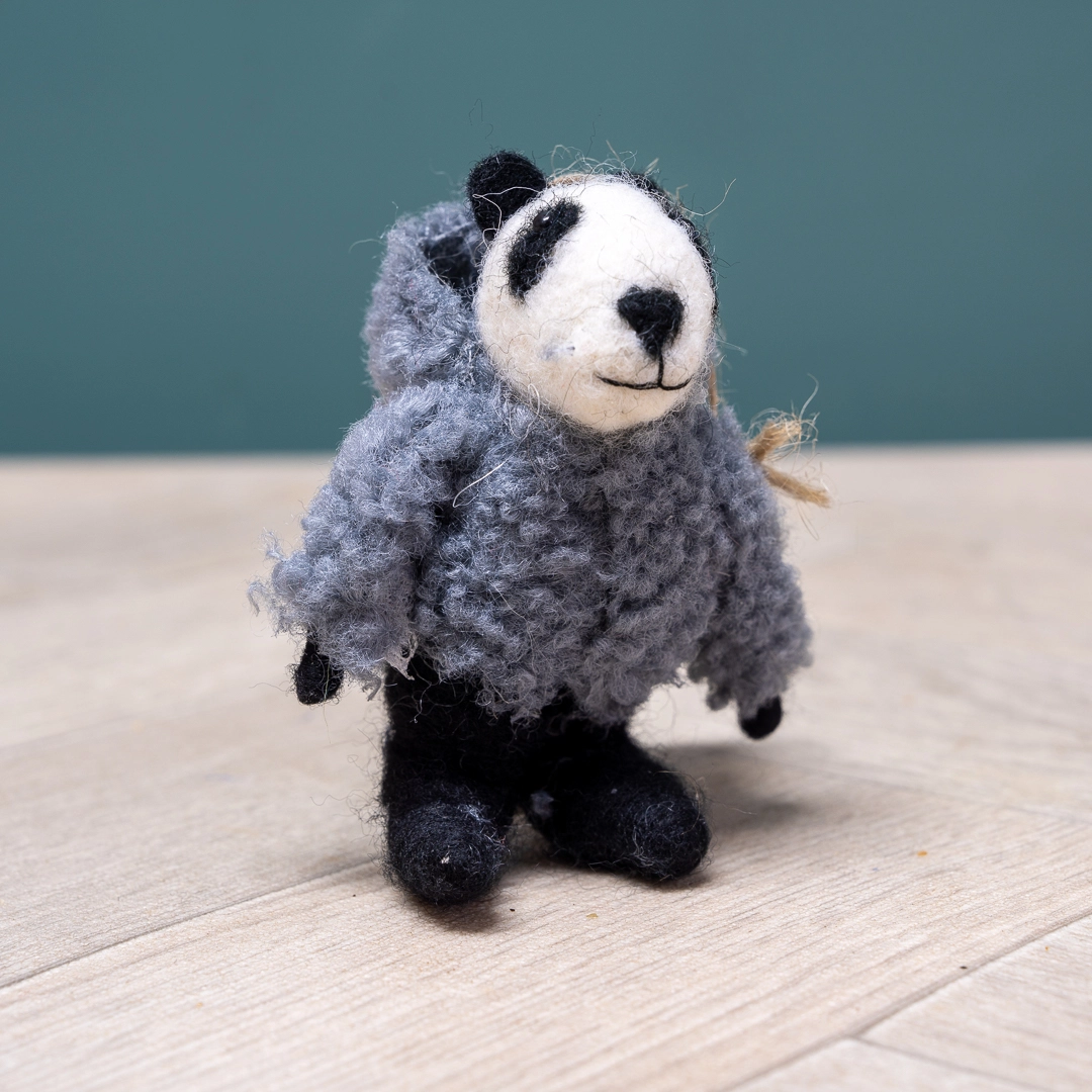 Wool Badger with Grey Jumper - Hand Made Christmas Tree Decoration L7cm ...