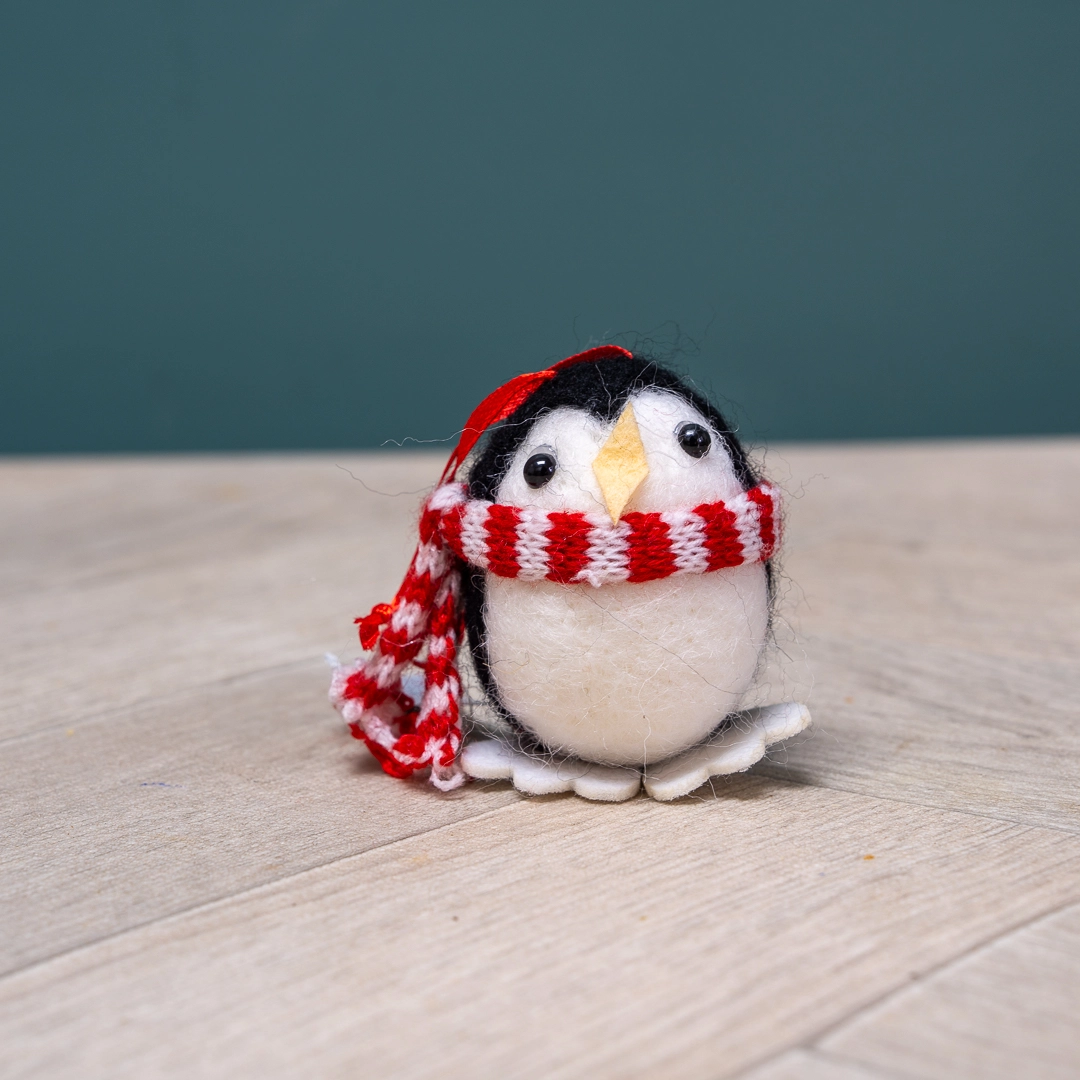 Wool Round Penguin with Scarf - Hand Made Christmas Tree Decoration ...